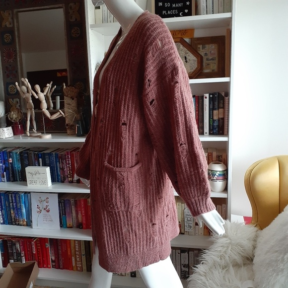 POL | Sweaters | New Pol Distressed Cardigan Raspberry | Poshmark
